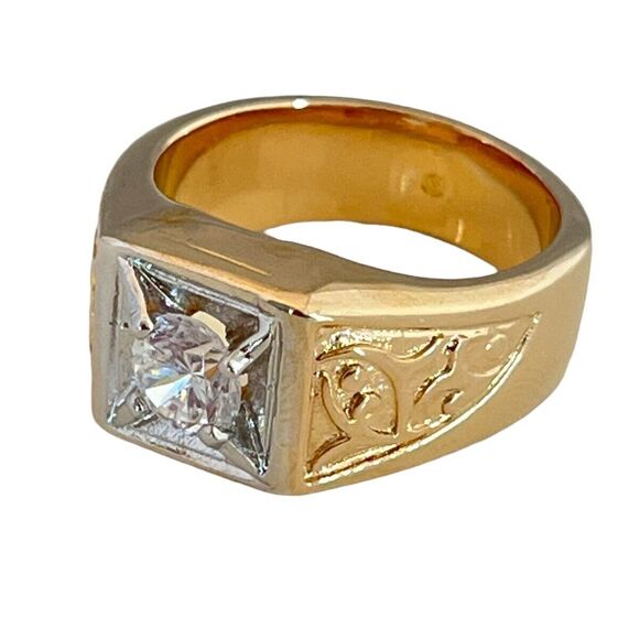 Vintage | Accessories | Vintage Mens Ring Size 9 8k Gold Plate Cz ...